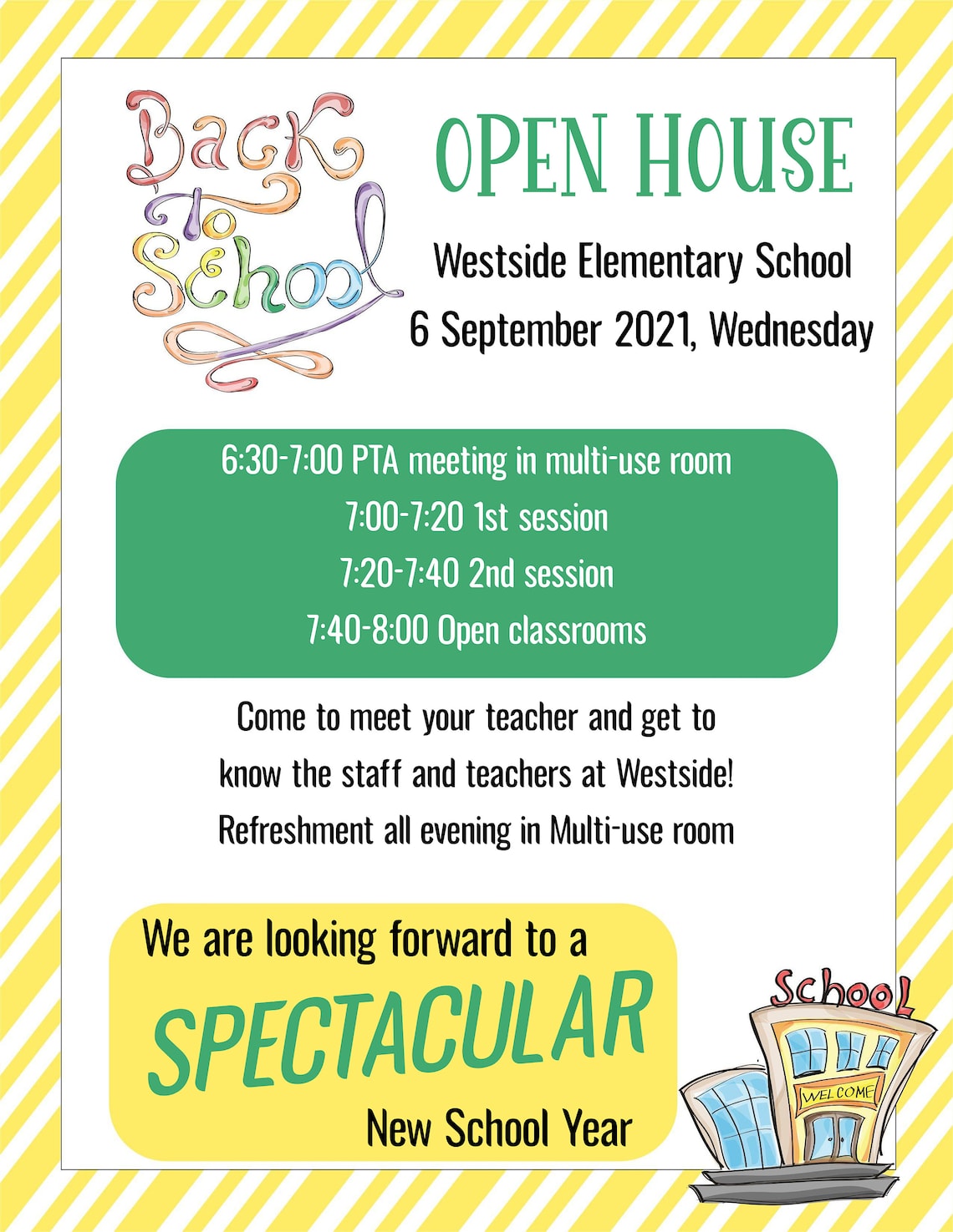 Open House School Flyer-back to School Night Flyer-printable - Etsy