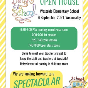 Open House School Flyer-back to School Night Flyer-printable - Etsy