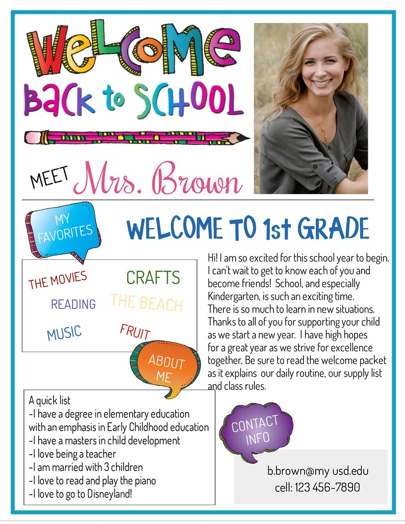 Meet the Teacher Template-all Text Editable-welcome Back to School ...