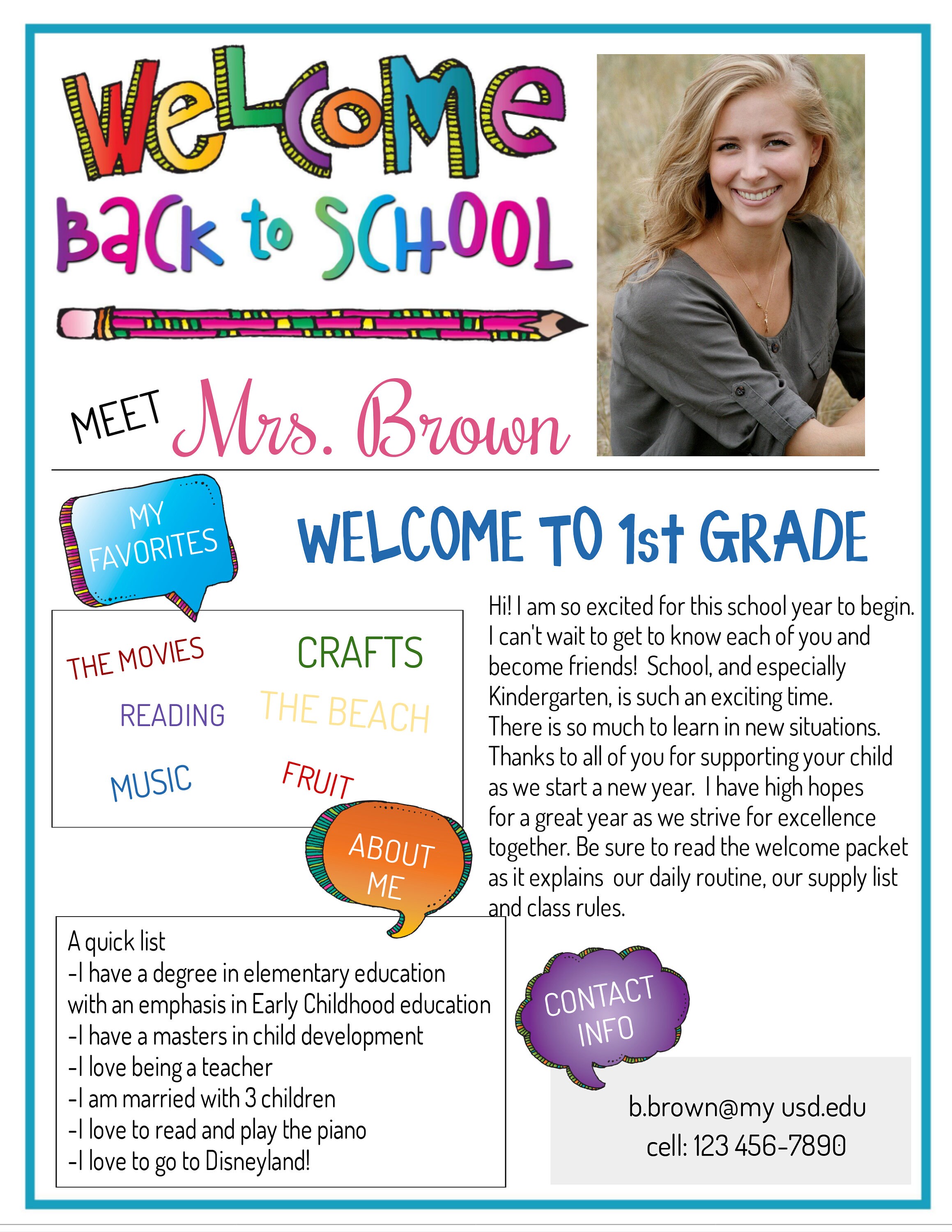 Meet the Teacher Template-all Text Editable-welcome Back to School ...