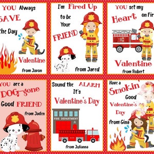 6 FIREFIGHTER VALENTINE Card Templates-fireman Valentine Card ...