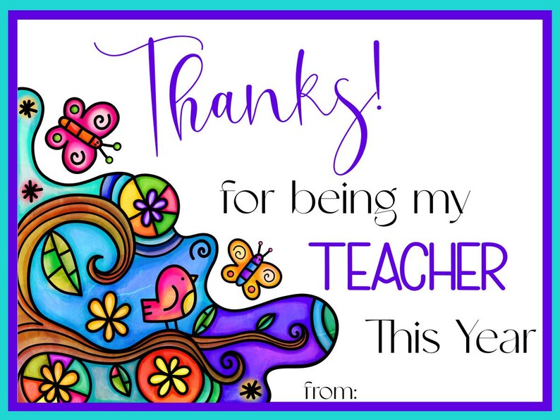 TEACHER APPRECIATION GIFT Tags-color and Black & White-16 Files-instant ...