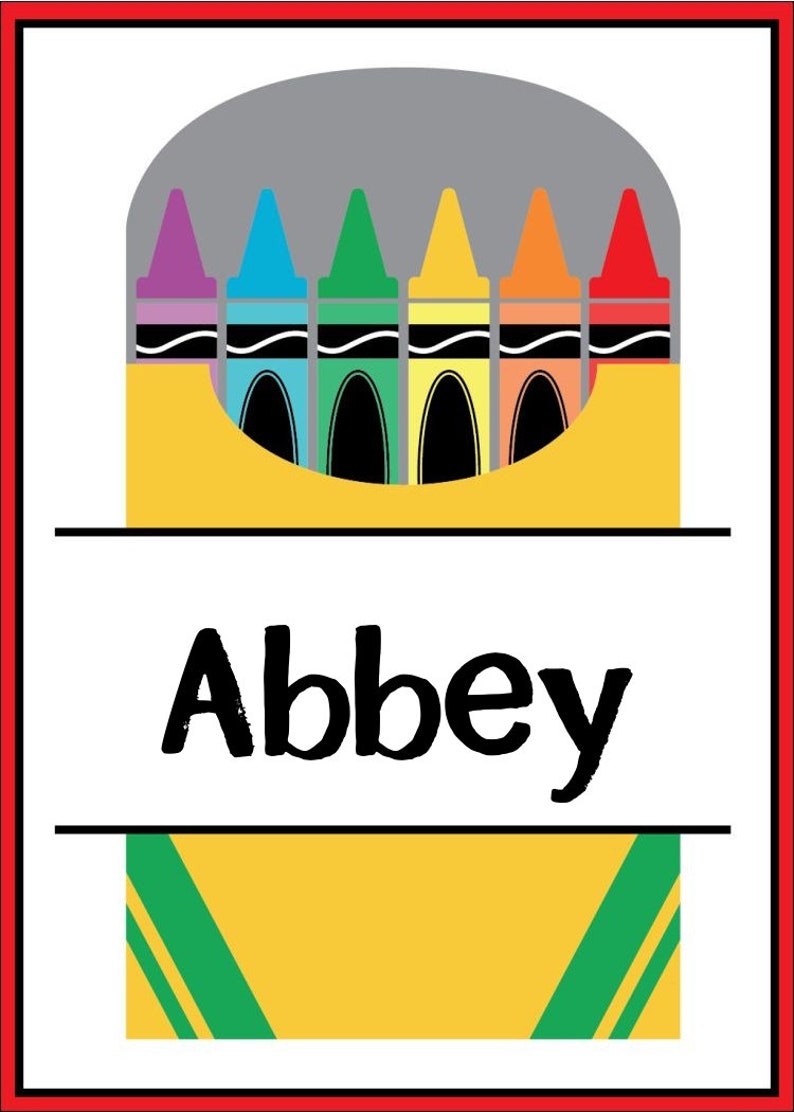 Crayon Name and Desk Tag Templates: Editable Classroom Tags and Labels ...