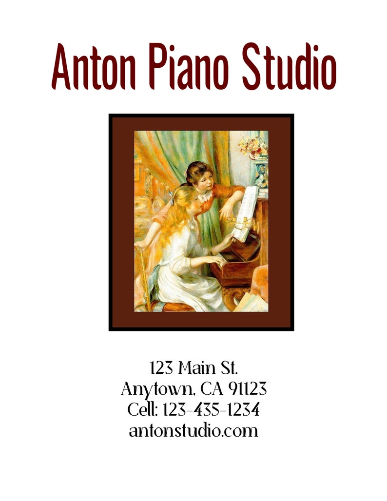 PIANO LESSON BINDER Cover Templates-choose From 5 Different - Etsy