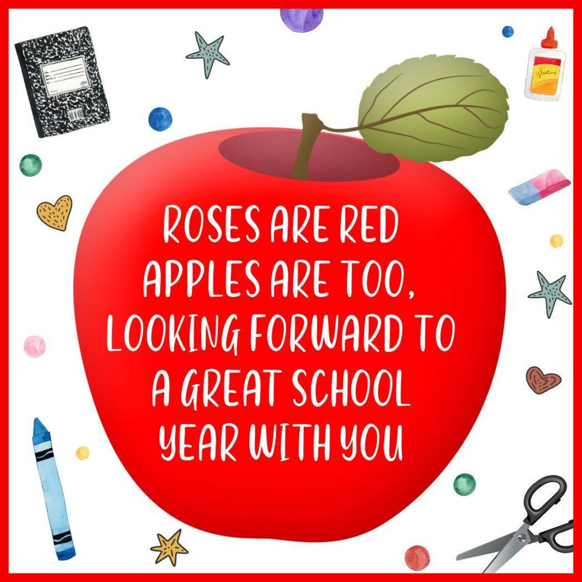 BACK TO SCHOOL Tags-red Apple for Teachers, Students, Administration ...