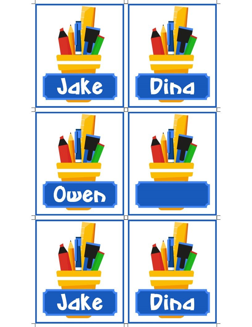 Pencil Cup School Tag Templates for the School Classroom-teacher and ...