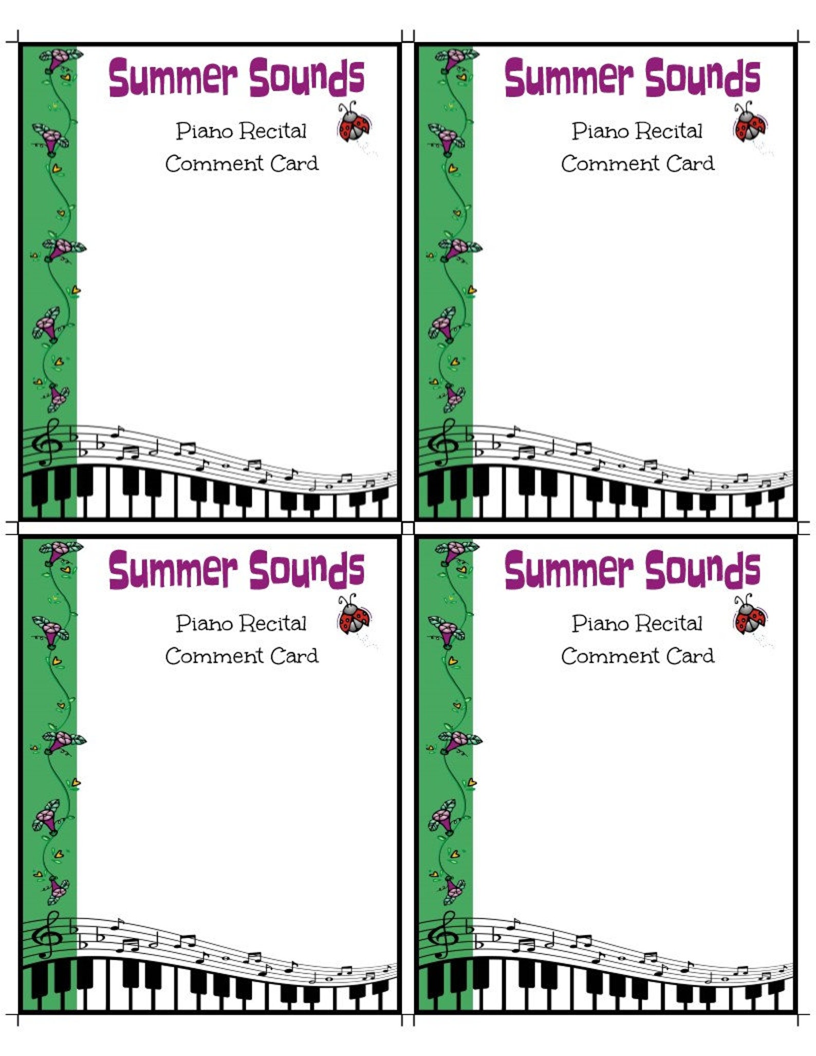 BUNDLESUMMER SOUNDS Piano Recital Template-curving Keyboard W-notes and ...