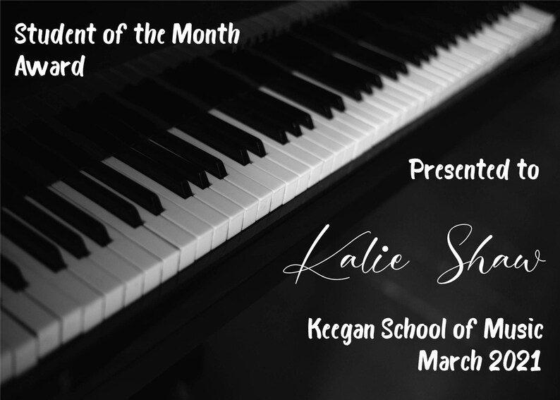 Piano Keys Award Certificates-white or Black Background-2 Different ...