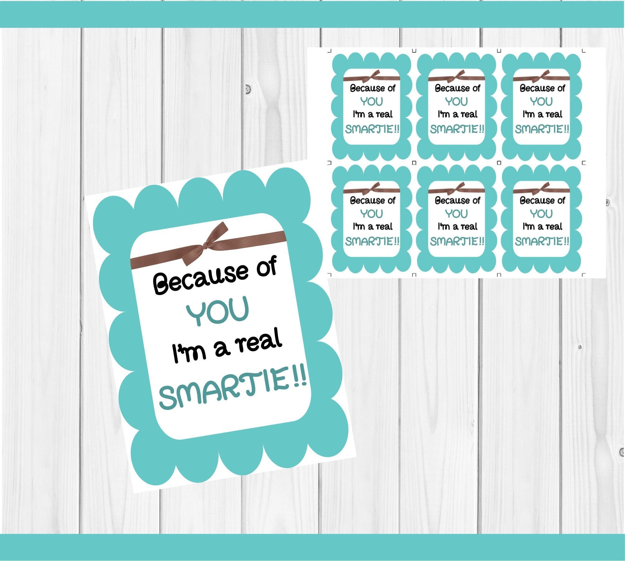 TEACHER APPRECIATION Gift Tag-cute Smarties Theme-for a - Etsy