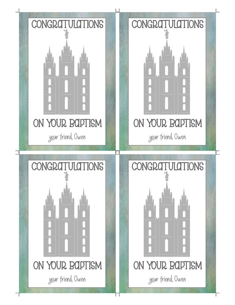 LDS Baptism Card Templates-grey Salt Lake Temple-watercolor Background ...