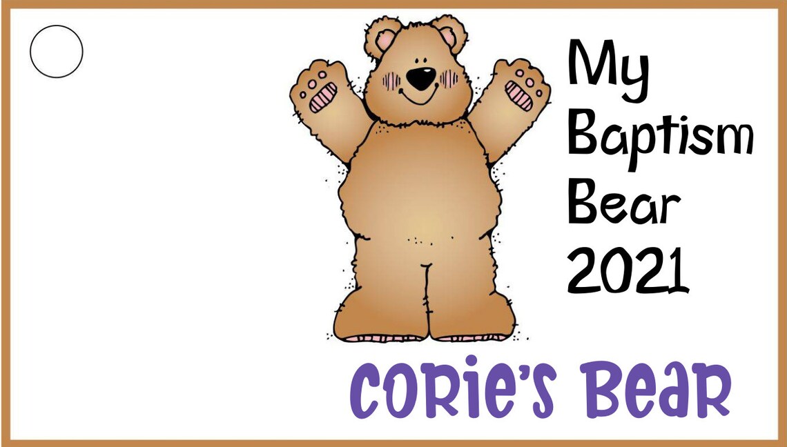 BAPTISM BEARS Bundle Templates-3 Bear Tags-name Tag for Childs Bear ...