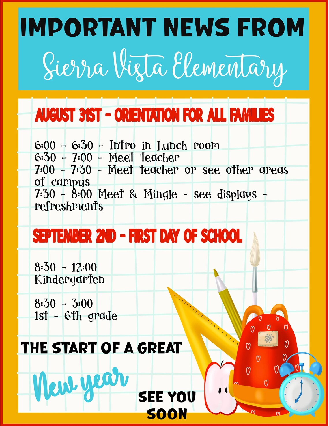 BACK TO SCHOOL Information Page or Flyer-editable Text to Personalize ...