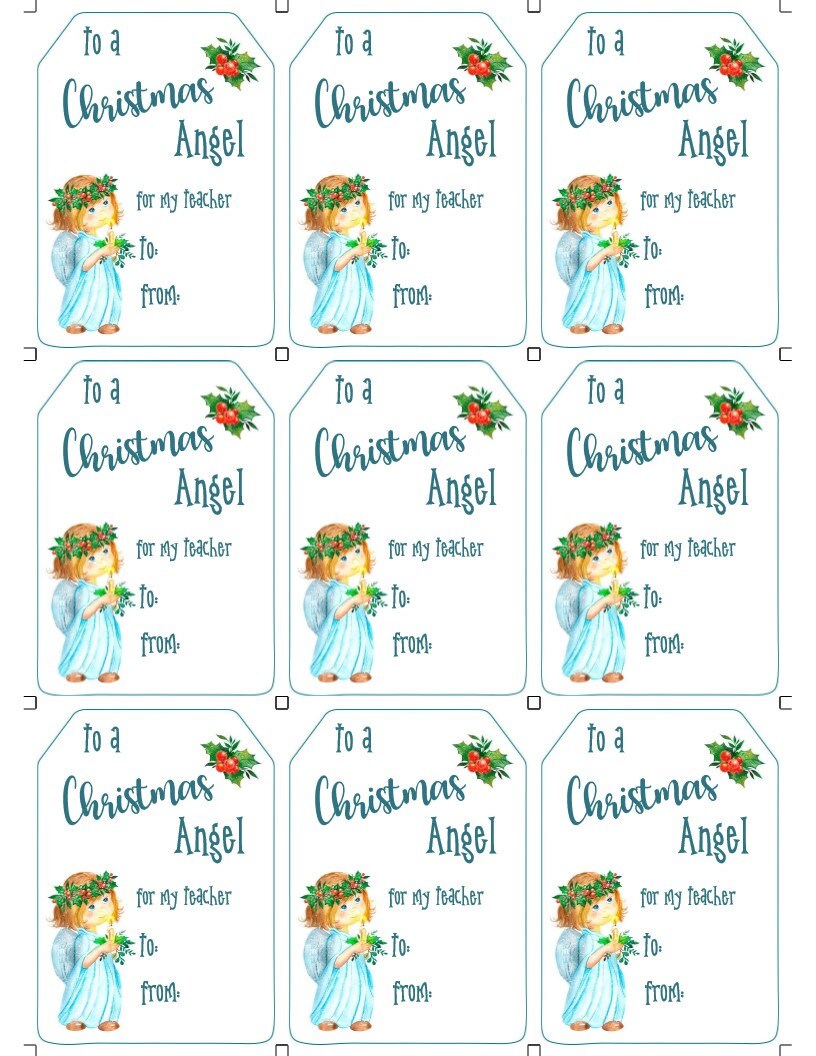 CHRISTMAS ANGEL GIFT Tag Template for Teacher or - Etsy