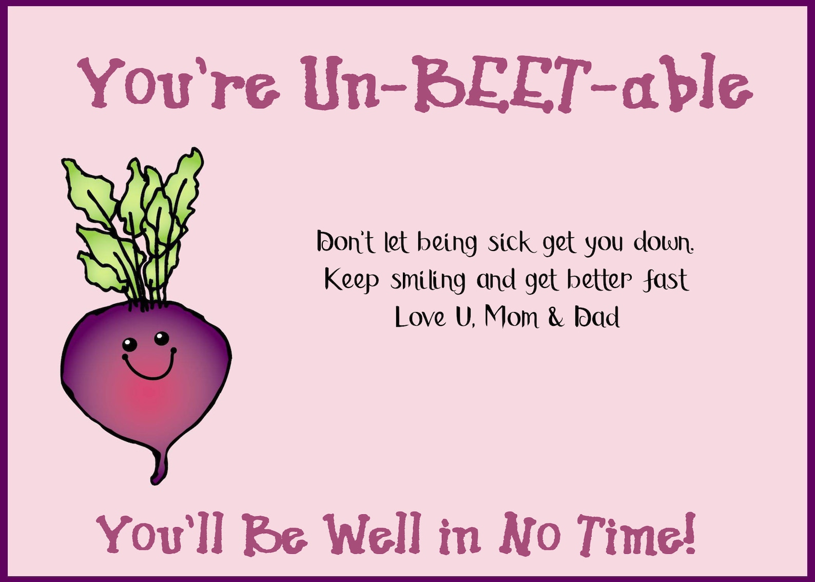 20 Cute GET WELL CARD Templates-foldable Notecard-postcard-editable ...