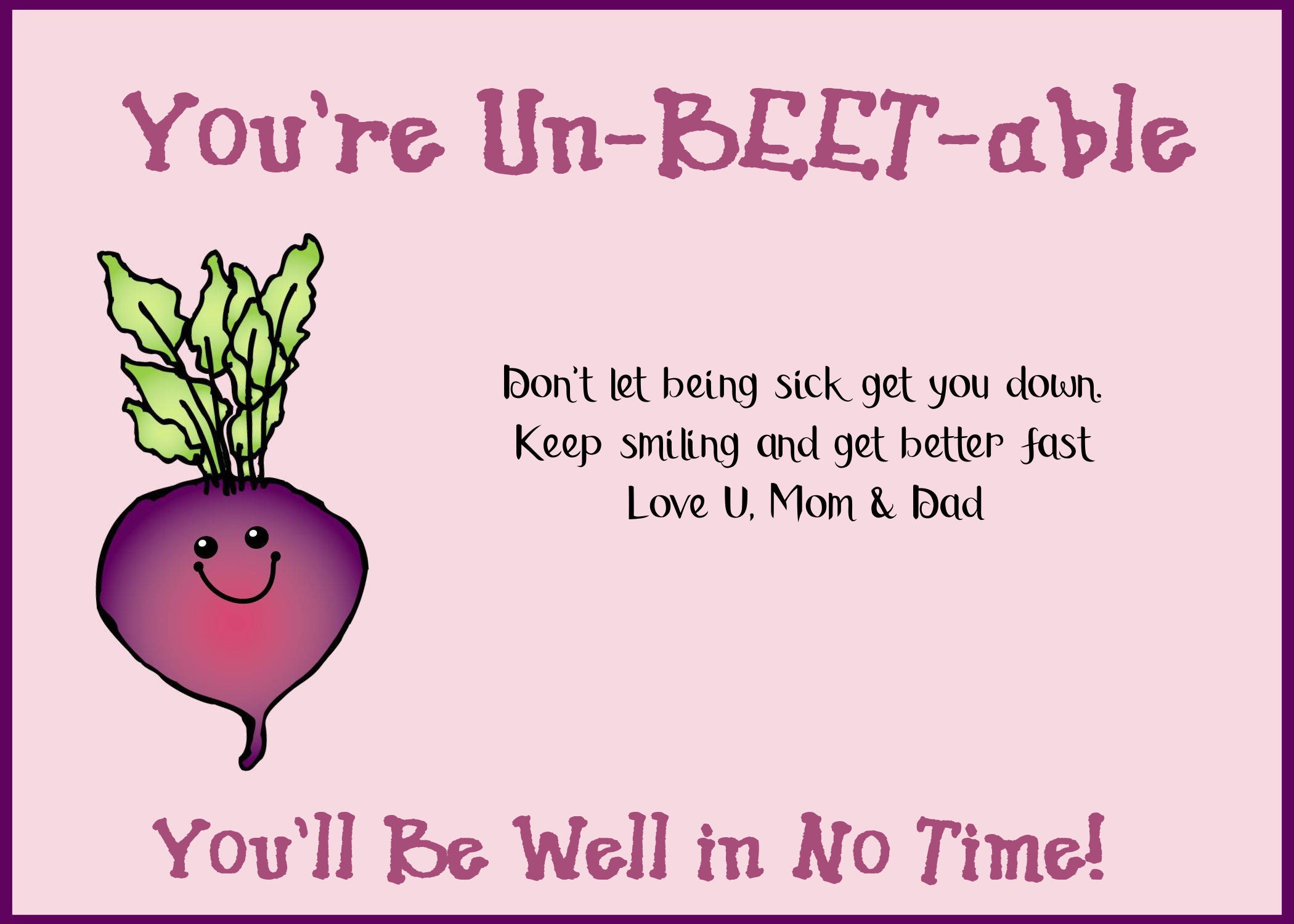 20 Cute GET WELL CARD Templates-foldable Notecard-postcard-editable ...