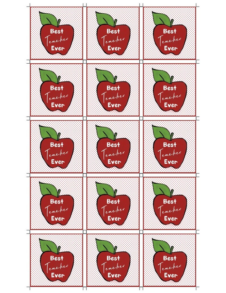 TEACHER APPRECIATION Gift Tag in 2 Sizes-instant Download-cute Apple ...
