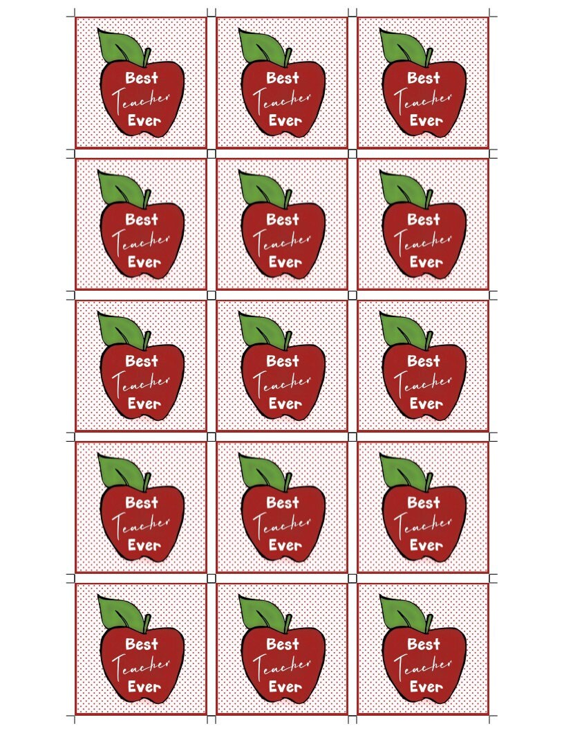 TEACHER APPRECIATION Gift Tag in 2 Sizes-instant Download-cute Apple ...