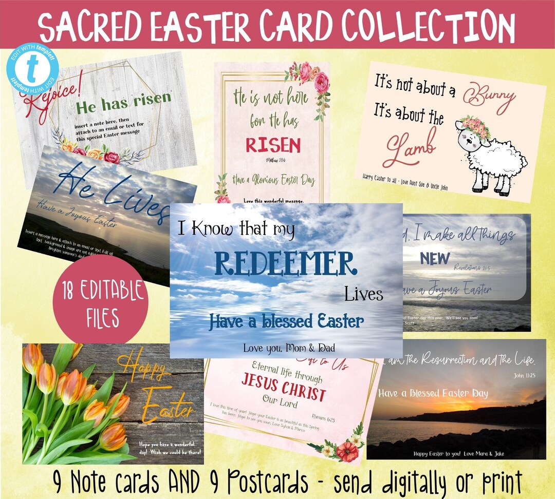 18 SACRED EASTER CARD Templates-9 Notecards-9 Virtual Postcards-9 ...