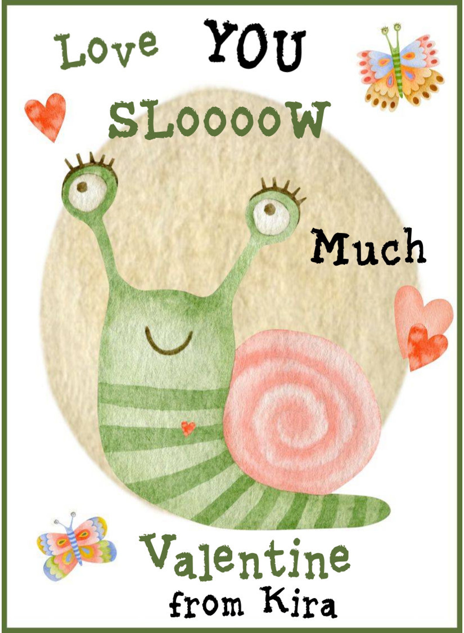 Snail Valentine Cards: Fun Kids Valentines - Editable Templates ...