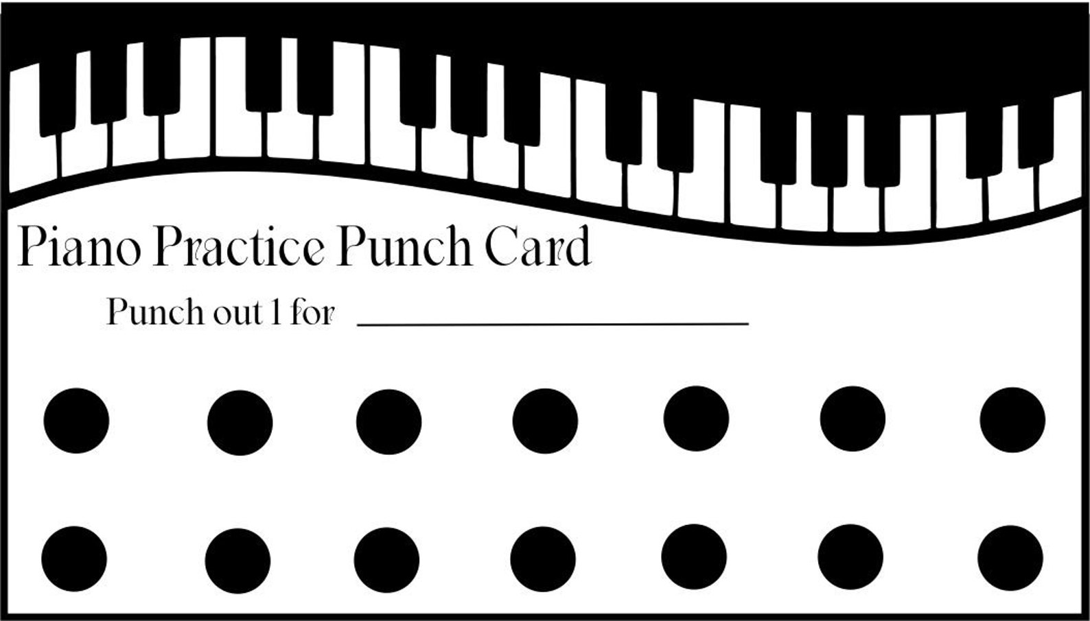 PIANO PRACTICE PUNCH Cards-color and Black & White-great Incentive for ...