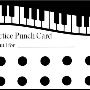 PIANO PRACTICE PUNCH Cards-color and Black & White-great Incentive for ...