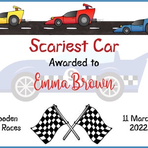 WOODEN CAR RACE Award Certificates-5 Different Designs-use All or One ...