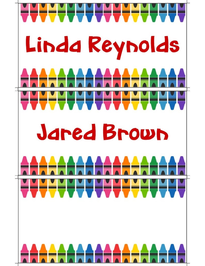 Crayon School Name Tags: Printable Classroom Desk Labels (editable ...