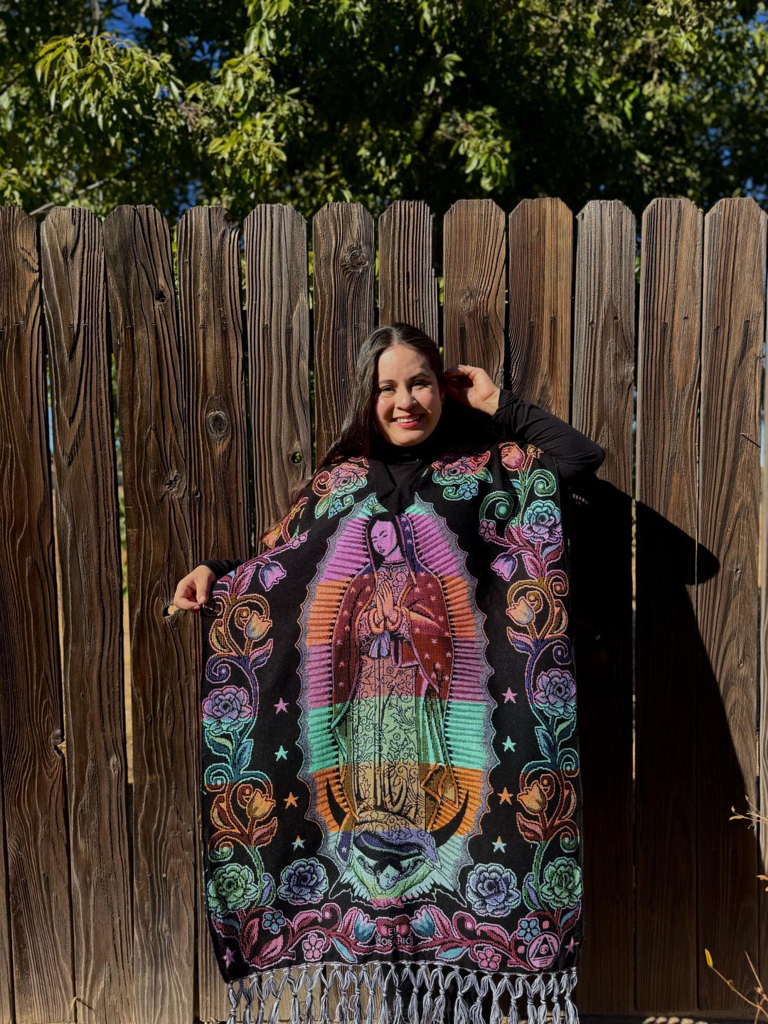 Virgin Mary Mexican Poncho. Elegant Poncho. Traditional Floral Poncho ...