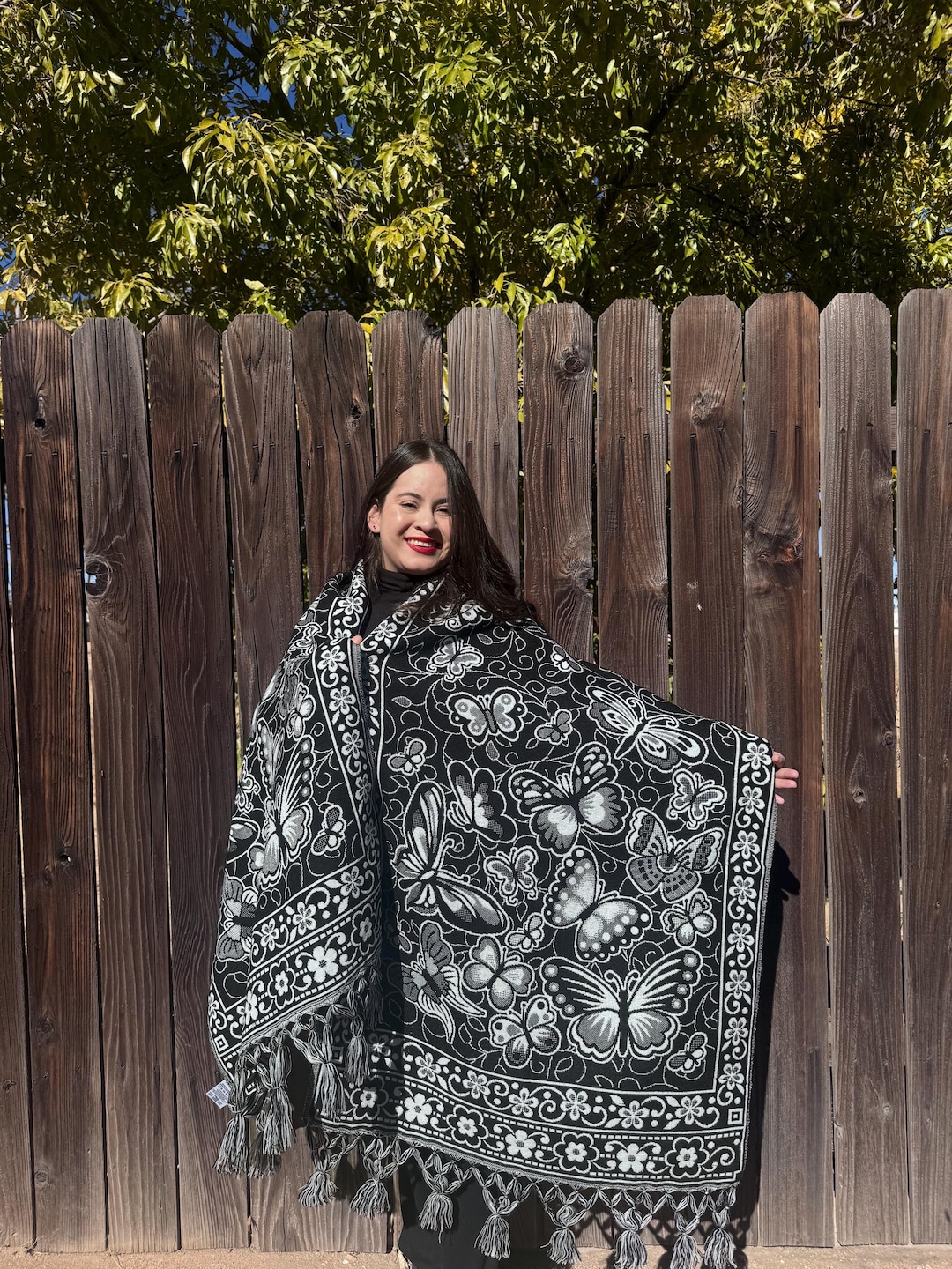 Mexican Embroidered Shawl. Virgin Mary Embroidered Shawl. Mexican ...