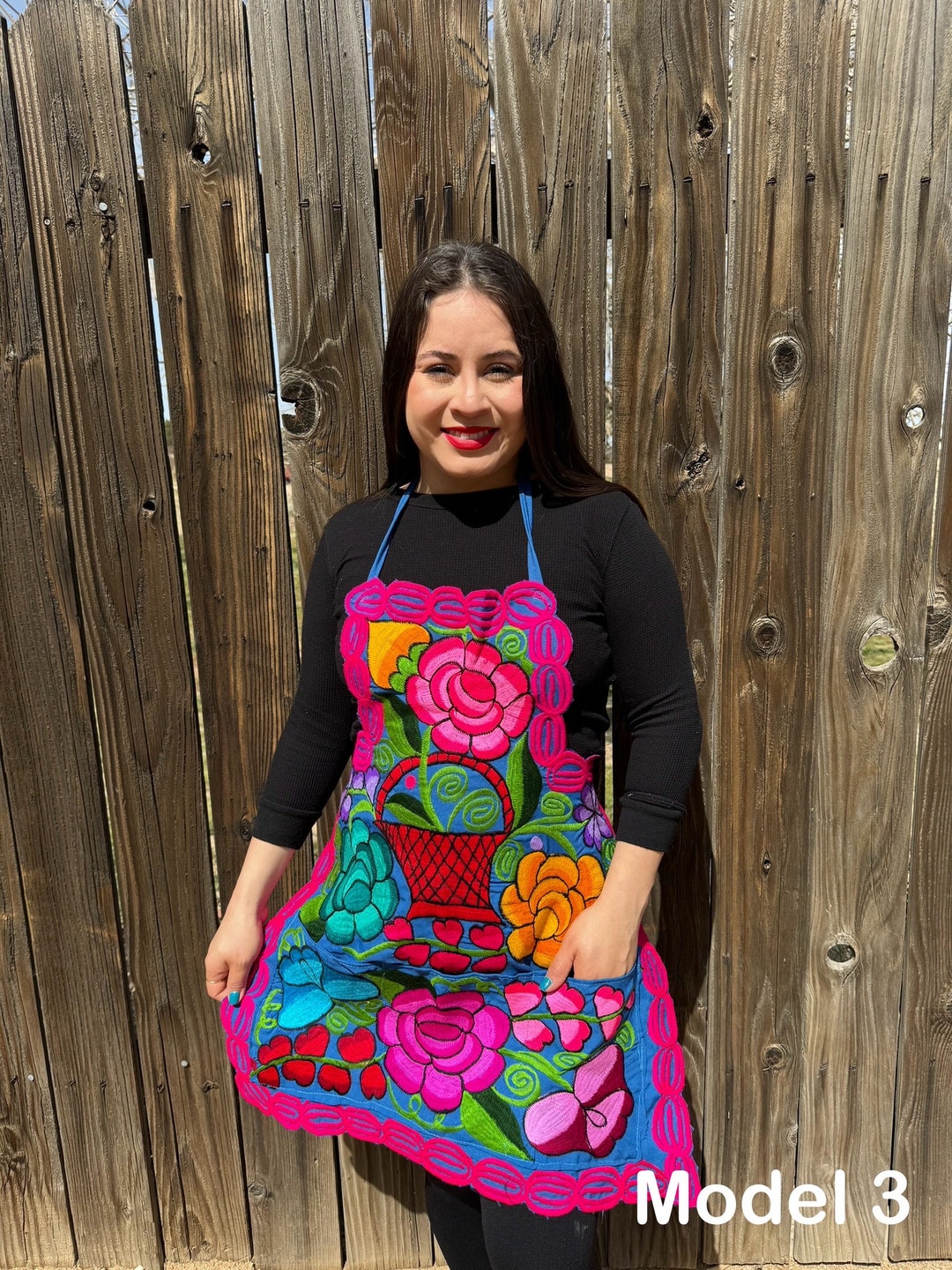 Mexican Embroidered Floral Apron: Fiesta Kitchen Decor - Etsy