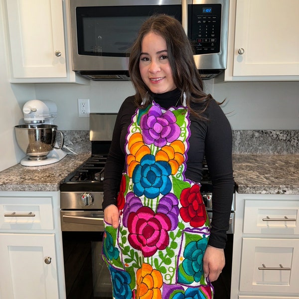 Mexican Embroidered Apron - Etsy