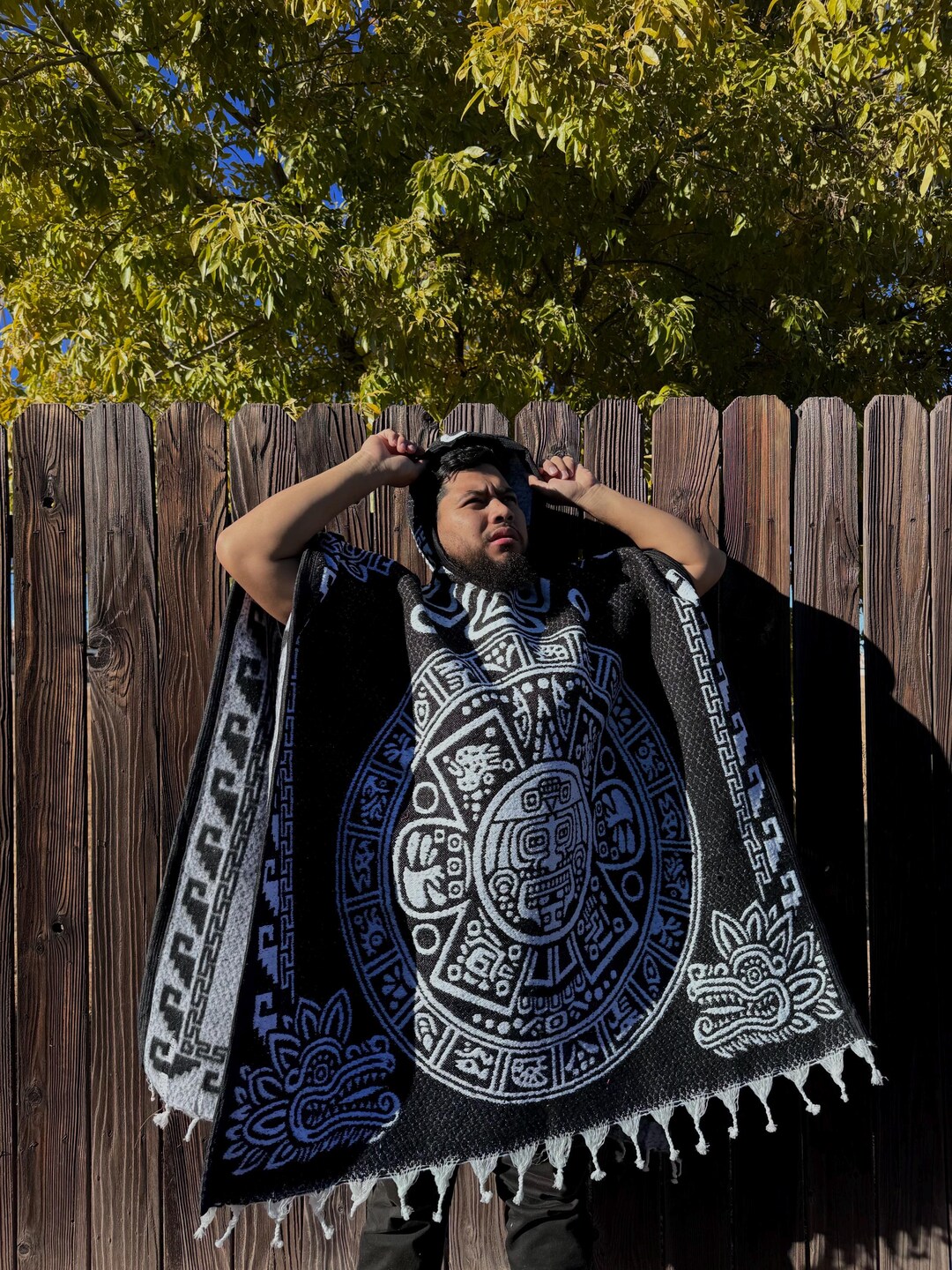 Handmade Aztec Poncho With Hood: Unisex Alpaca Blend Blanket - Etsy