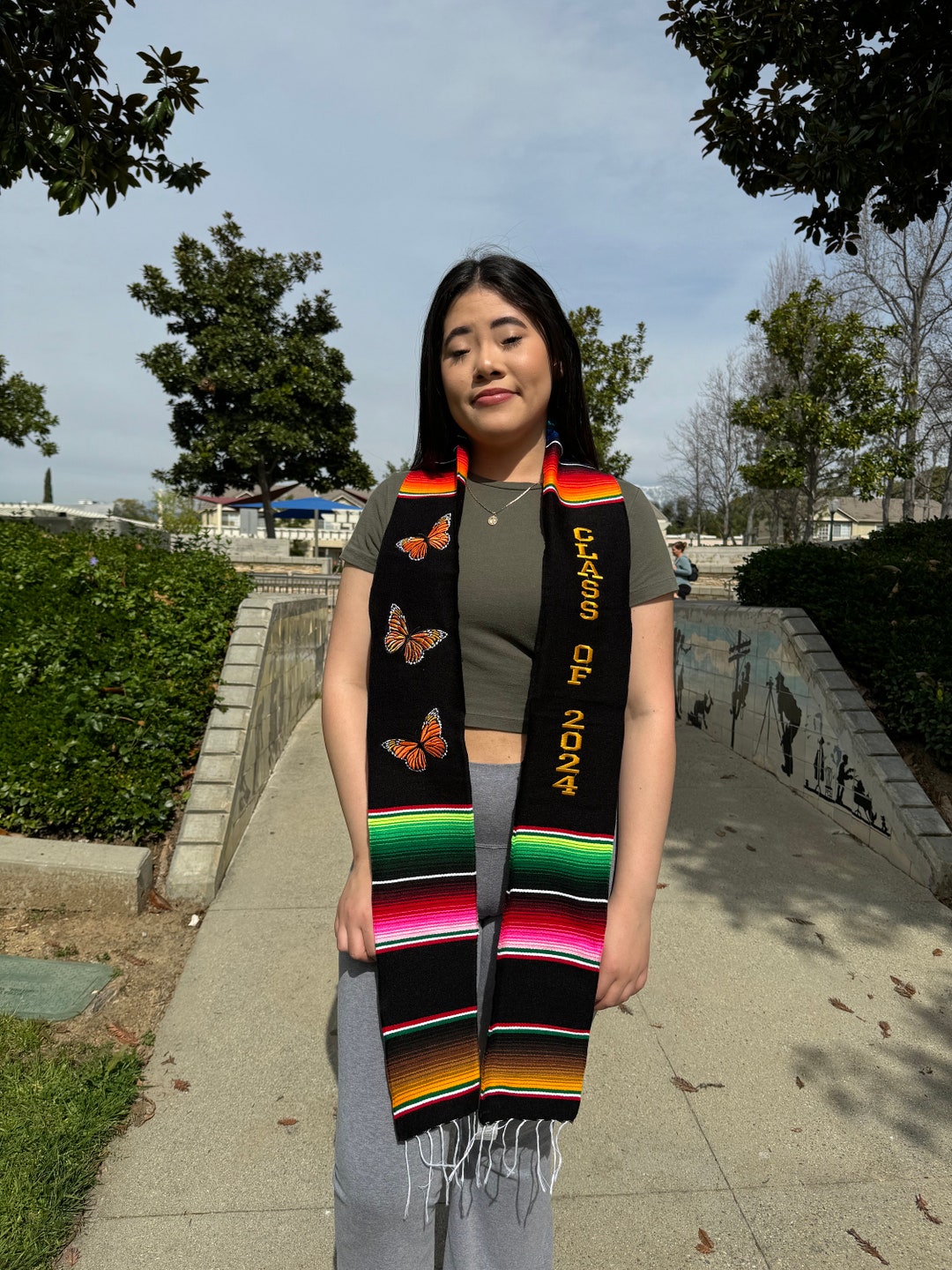 Graduation Gift. Floral Embroidered Sarape Mexican Graduation Stole ...