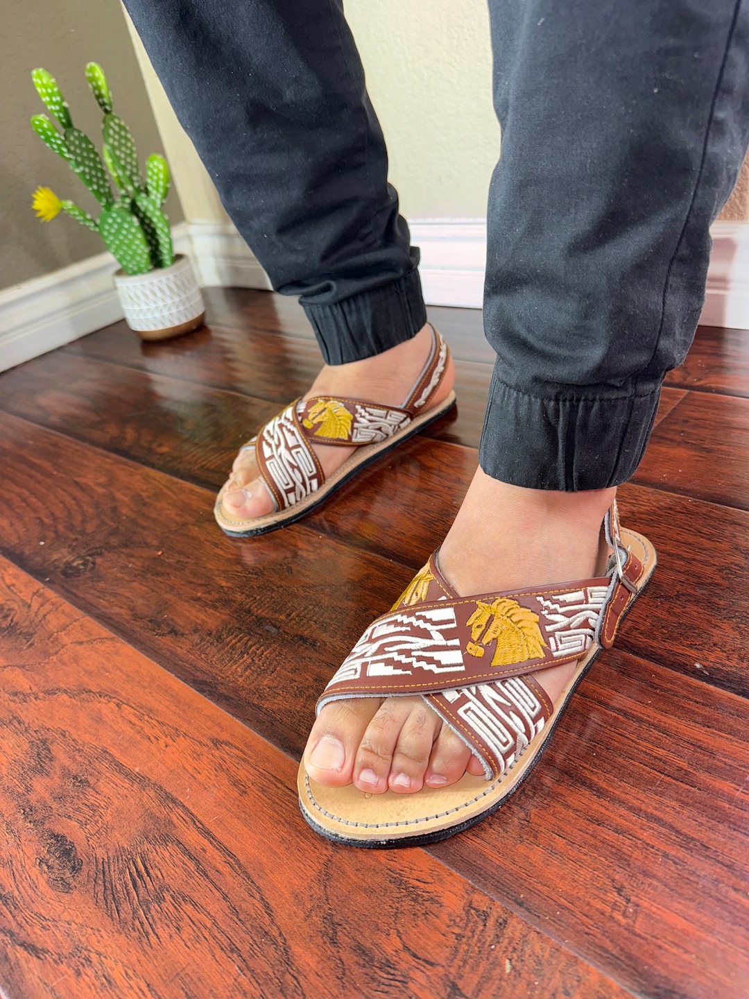 Mens Mexican Handmade Leather Cross Strap Sandals,mexican Huaraches ...