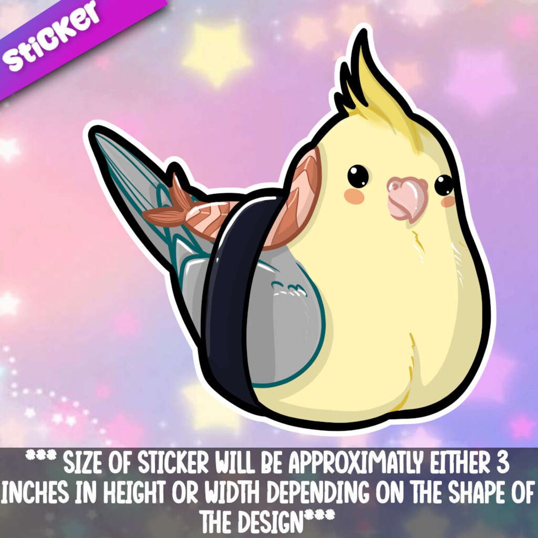 Cockatiel Sushi Sticker Super Adorable Kawaii Bird Friend-for Laptop ...