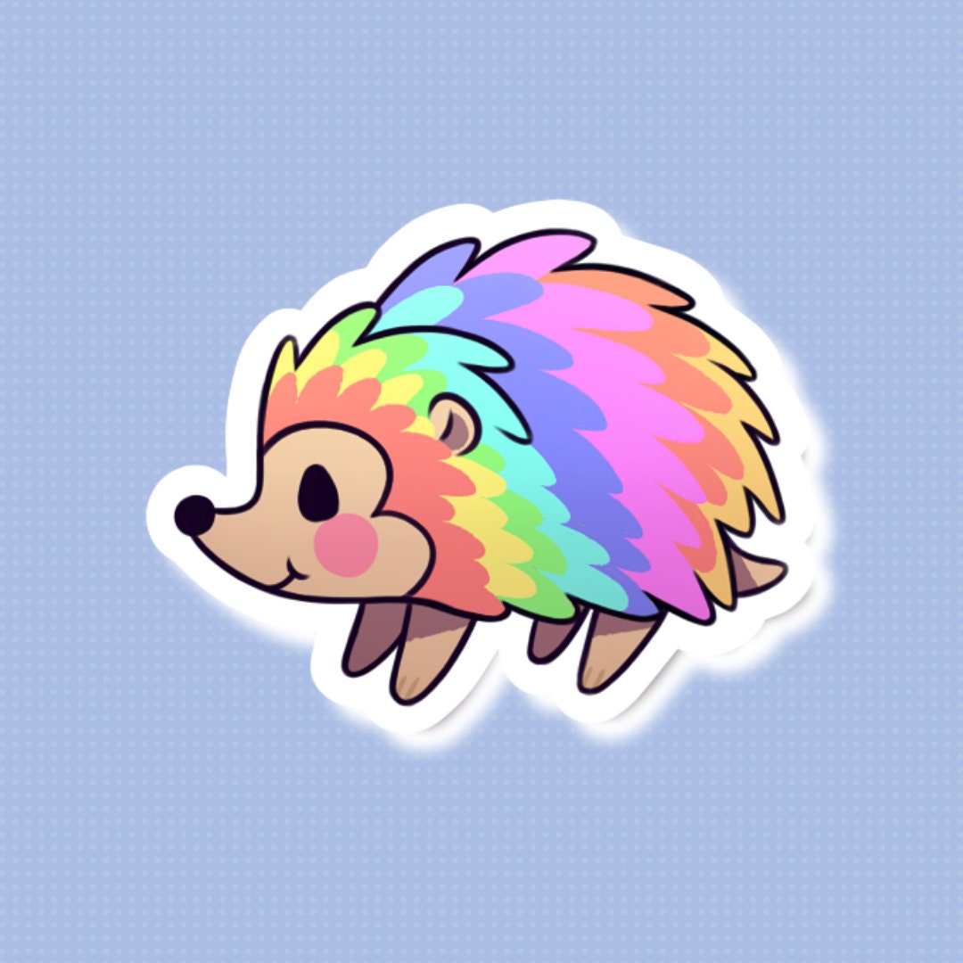 Super Kawaii Rainbow Hedgehog Adorable Hedgie Friend-for - Etsy