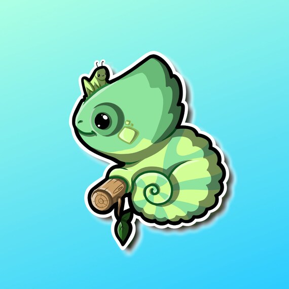 Super Adorable Chameleon . Kawaii reptile friend friend-for | Etsy