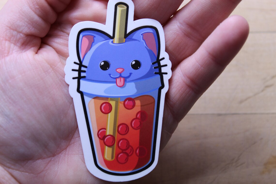 Boba-cat Sticker- Kawaii Cat Boba Buddy Friend-for Laptop, Planner ...