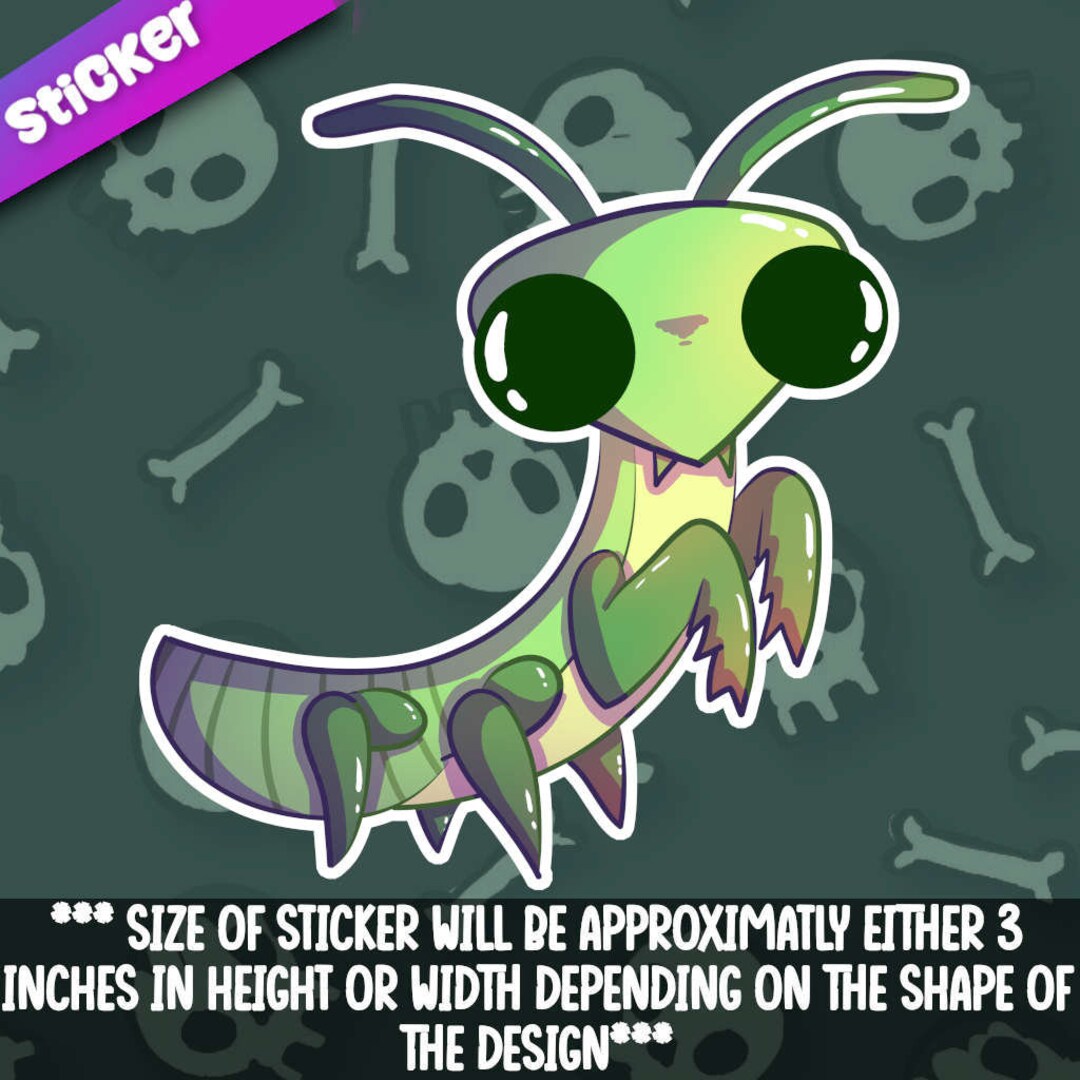 Praying Mantis Sticker- Creepy Cute Stickers for Laptops, Water Bottles ...