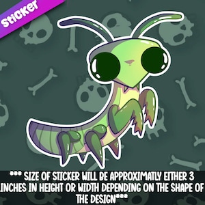 Praying Mantis Sticker- Creepy Cute Stickers for Laptops, Water Bottles ...