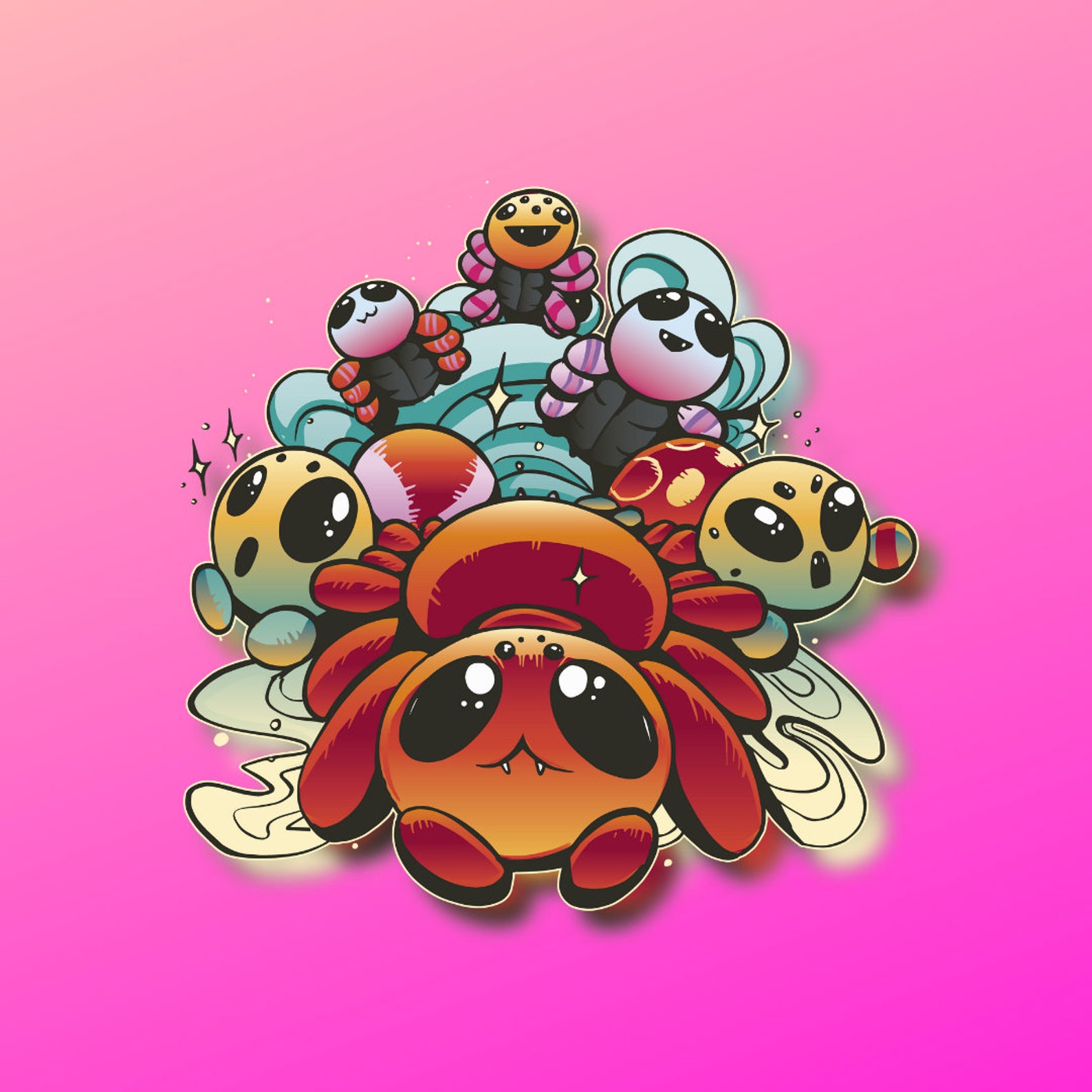 Super Kawaii Spider Plusie Sticker! Adorable Spider Plush Friend-for ...