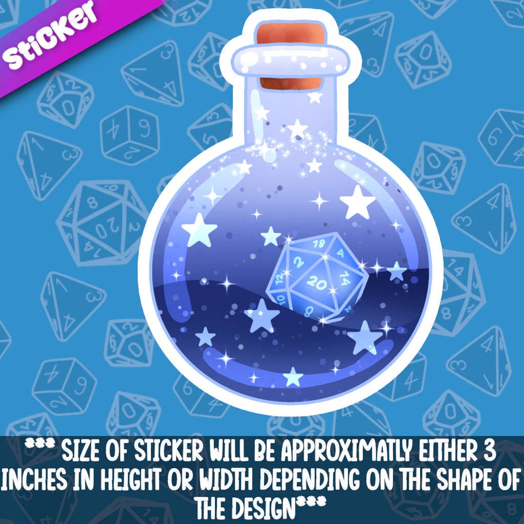 D20 Potion Blue Sticker-dnd Themed Dice for Role Playing Tabletop ...