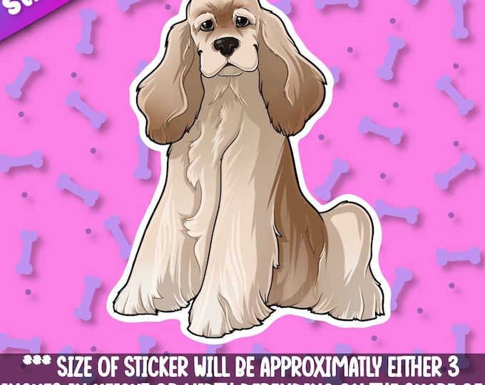 American Cocker Spaniel Sticker || Chibi Puppy Dog, Vinyl, Hand Drawn ...