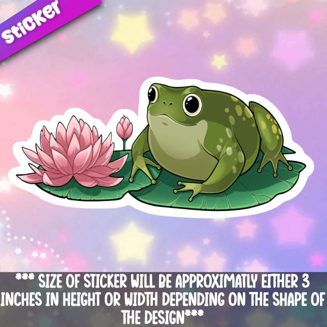 Frog on a Lillypad Animal Sticker!- Adorable Gift Friend-for Laptop ...
