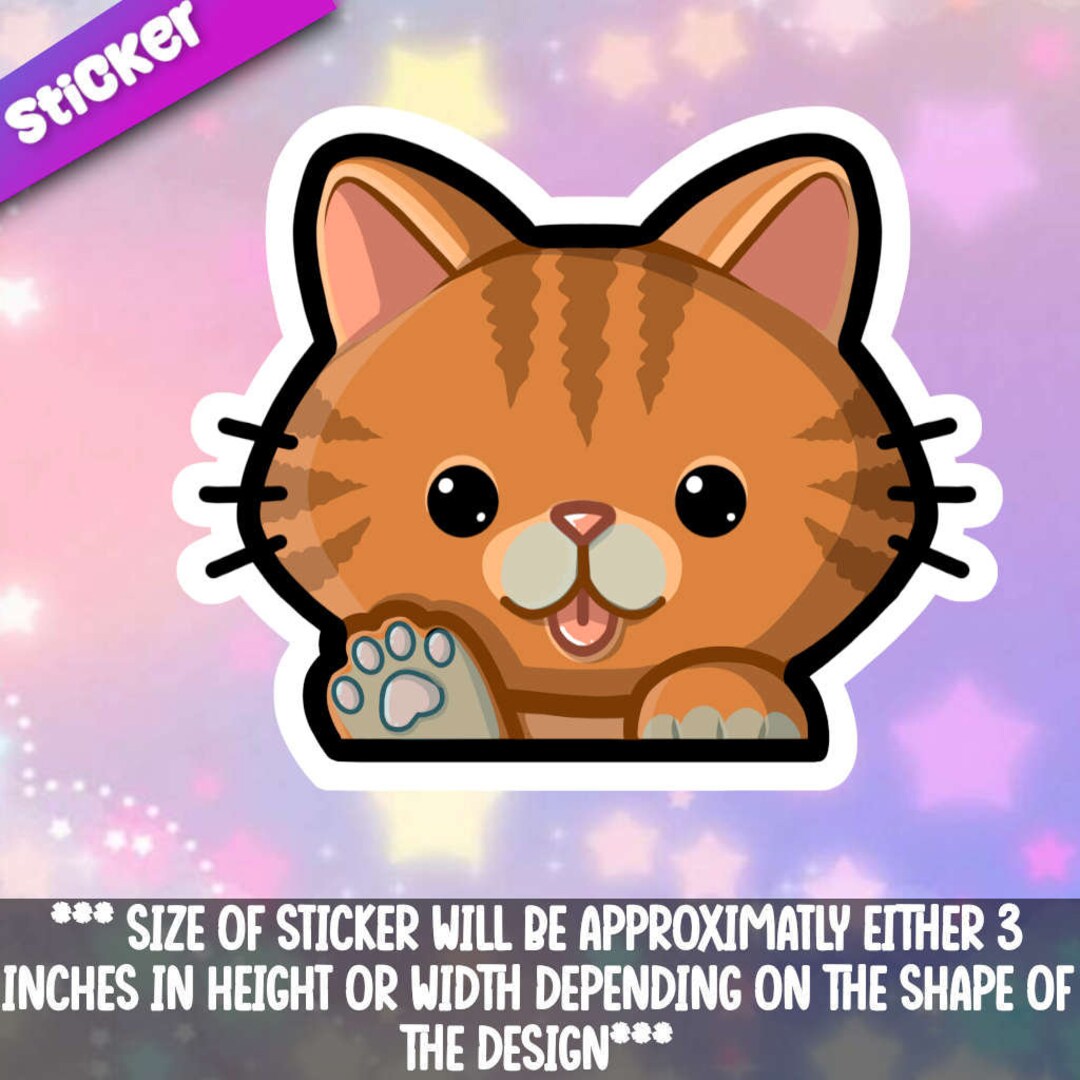 Cat- Peeker Sticker Kitty Friend-for Laptop, Planner , Phone Case ...