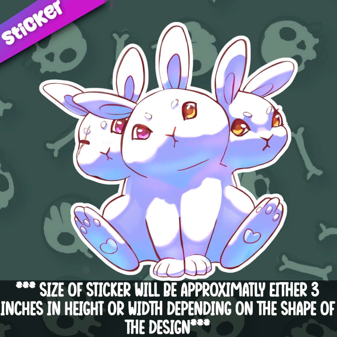 Three Headed Bunny Sticker Creepy Cute Stickers for Laptops, Water ...