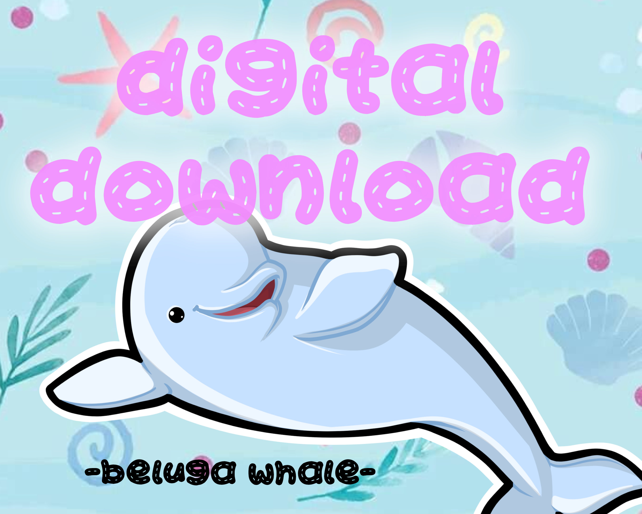 Beluga Whale Digital Download Kawaii Animal Downloadable - Etsy
