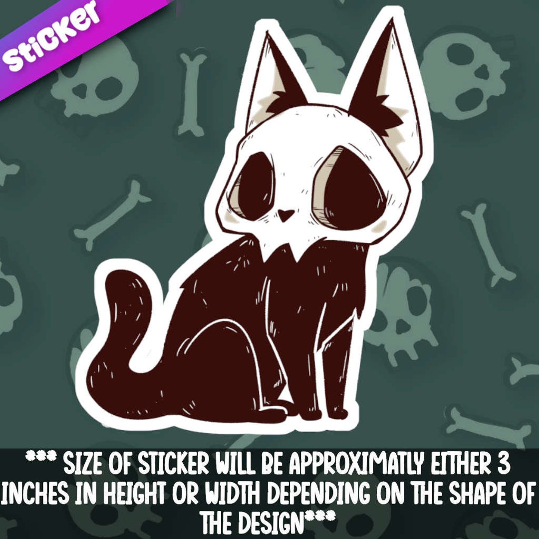 Skull Kitty-original Sticker- Creepy Cute Stickers for Laptops, Water ...