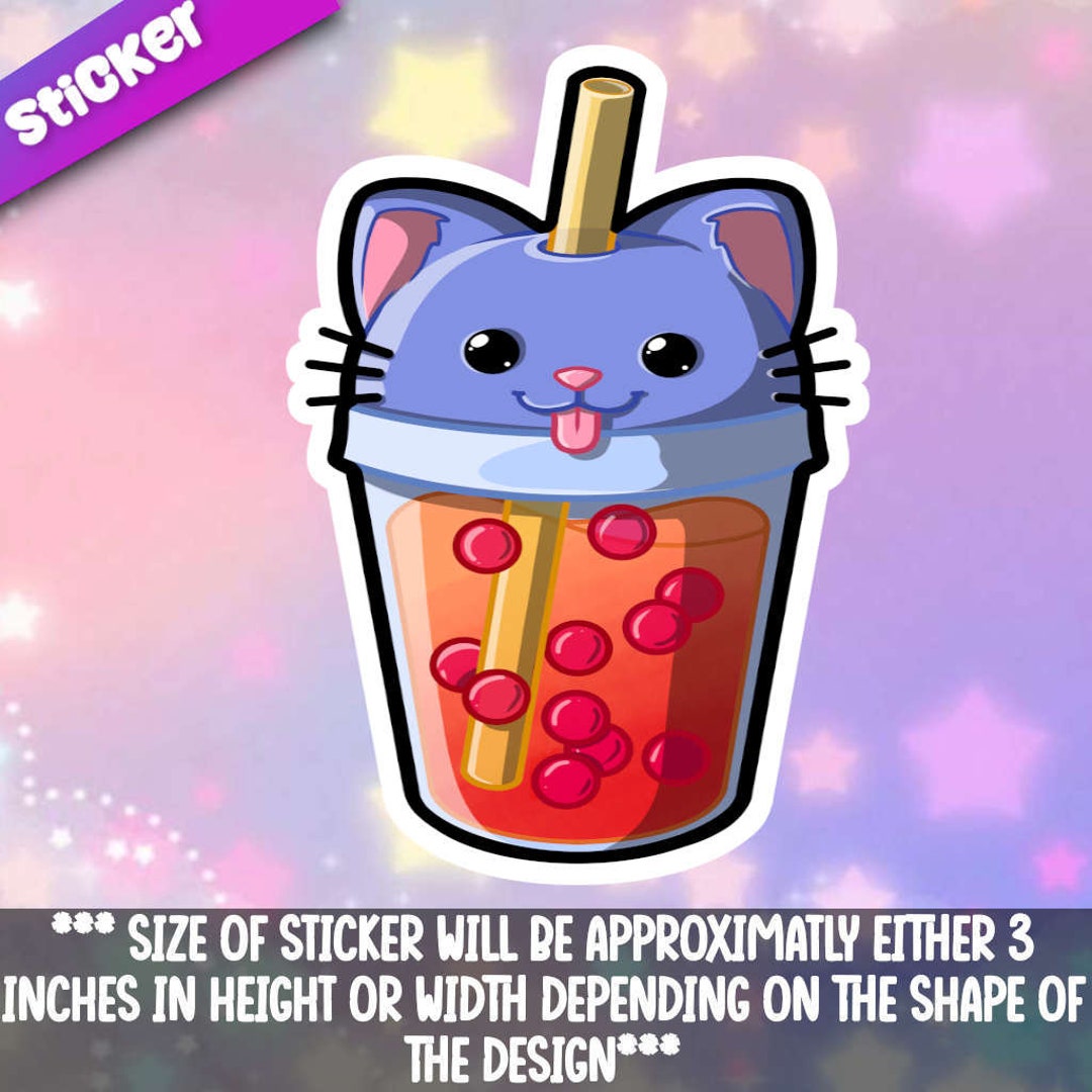 Boba-cat Sticker- Kawaii Cat Boba Buddy Friend-for Laptop, Planner ...