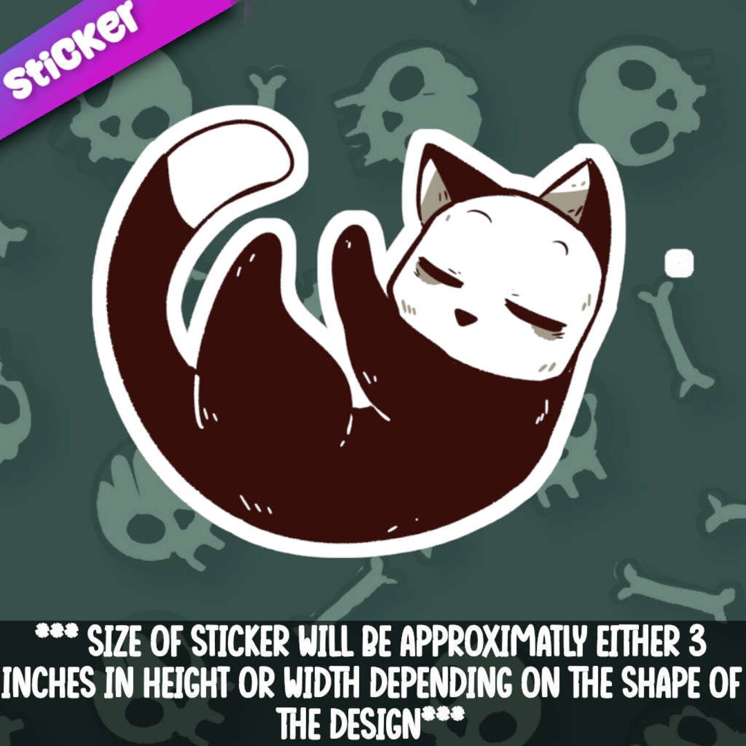 Skull Kitty- Sleeping Sticker- Creepy Cute Stickers for Laptops, Water ...